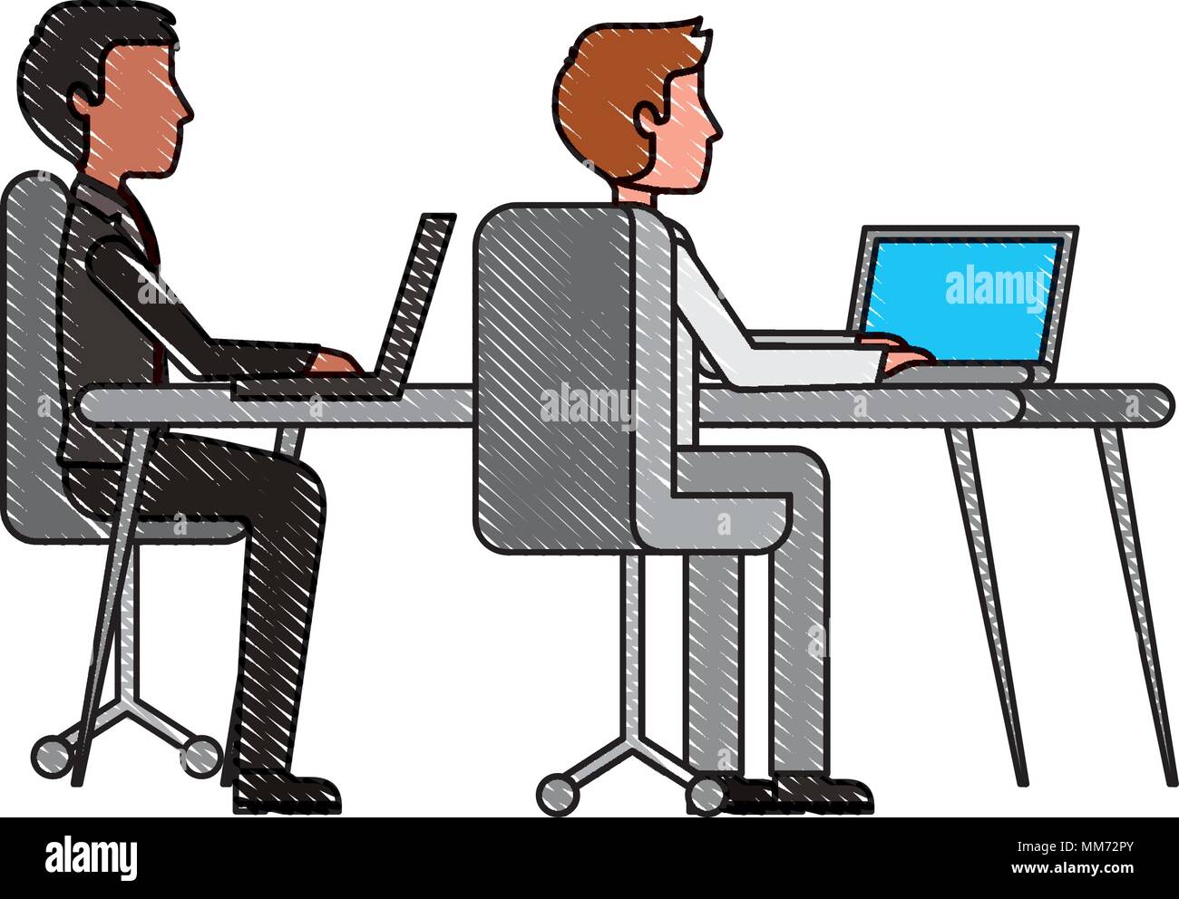 two man working in workplace desk and computer Stock Vector Image & Art ...