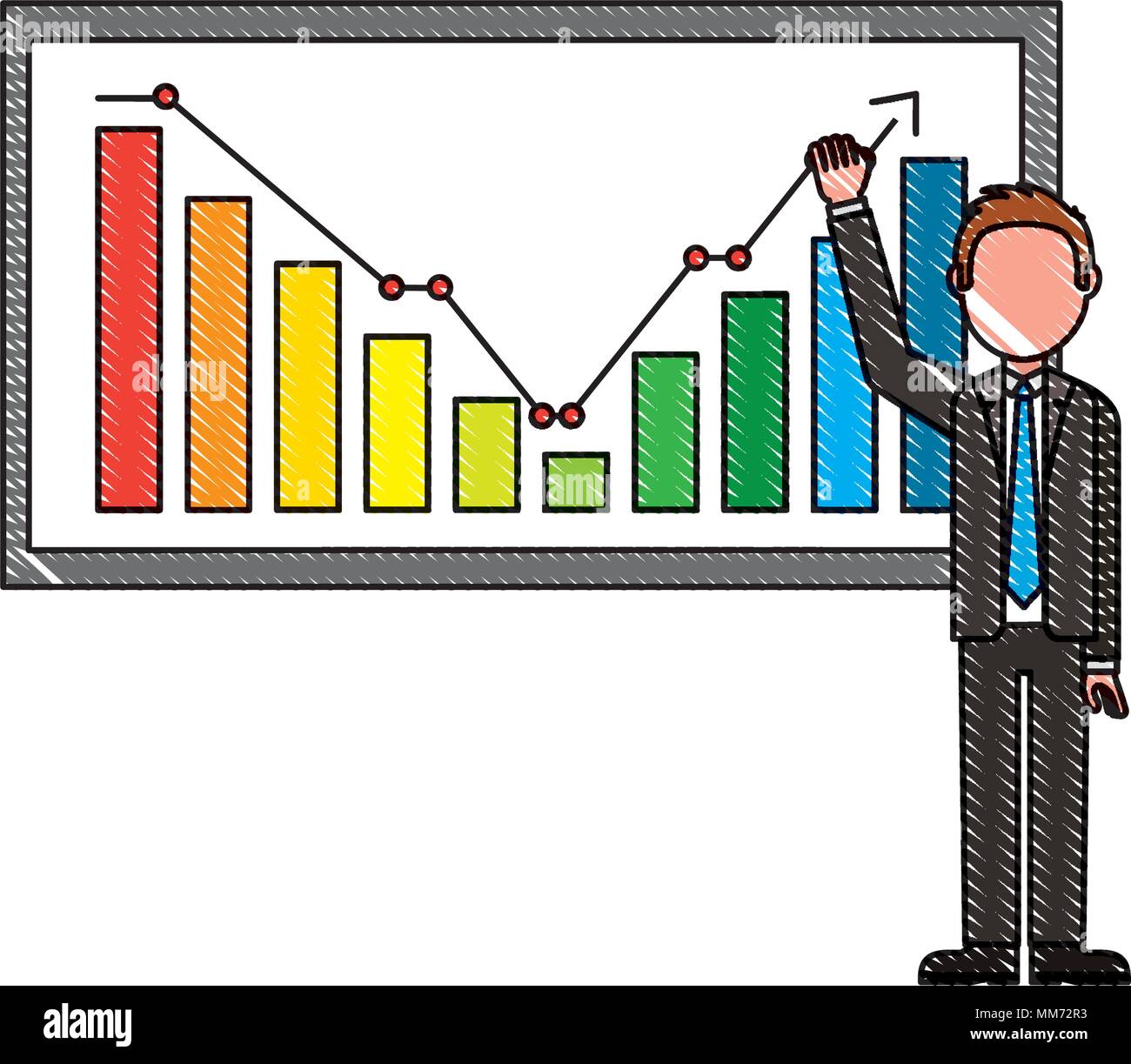 businessman pointing board presentation with diagram financial Stock ...