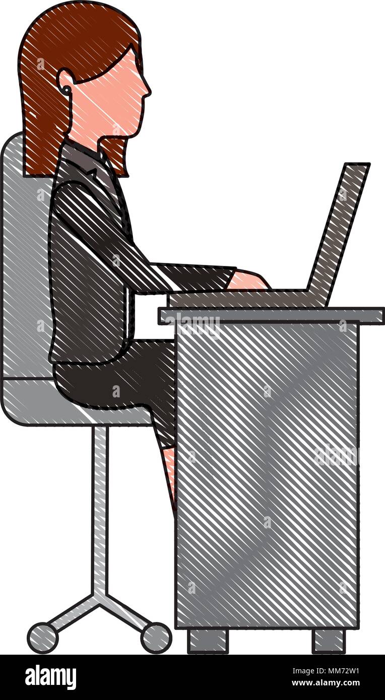woman working in workplace desk and computer Stock Vector Image & Art ...