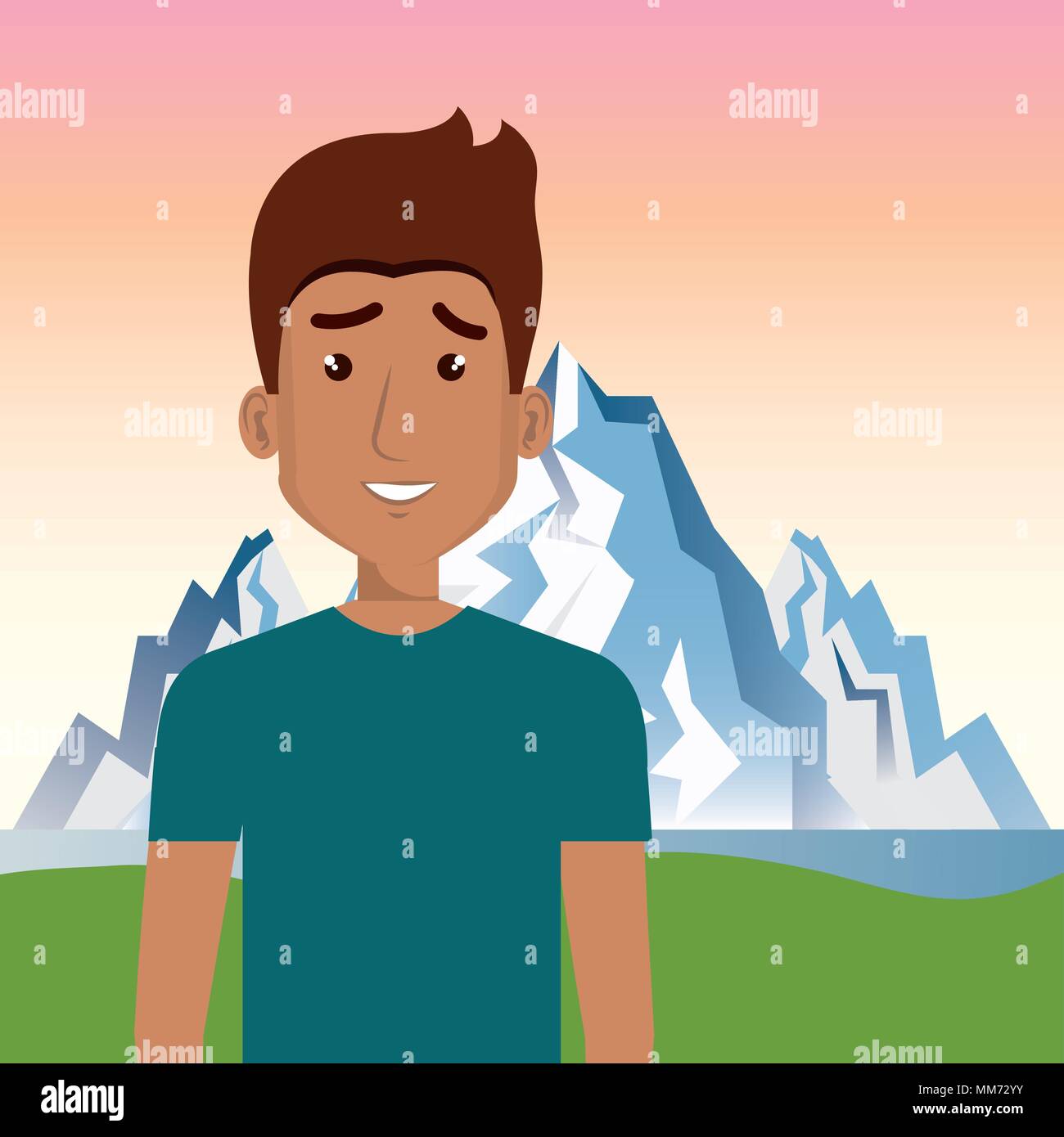 young man in the landscape character scene Stock Vector Image & Art - Alamy