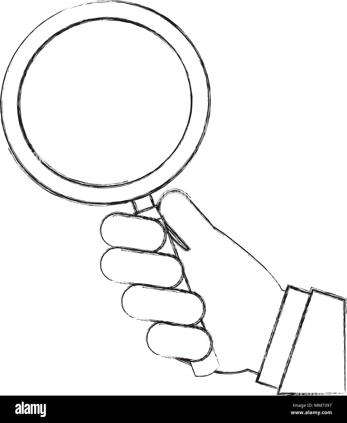 hand with search magnifying glass icon Stock Vector Image & Art - Alamy