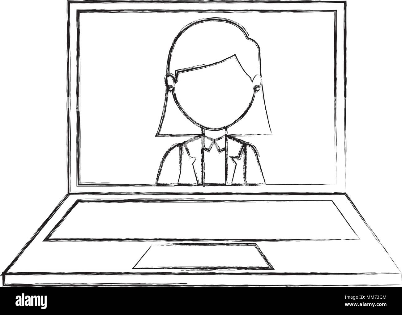 Woman face in front of computer screen Stock Vector Images - Alamy