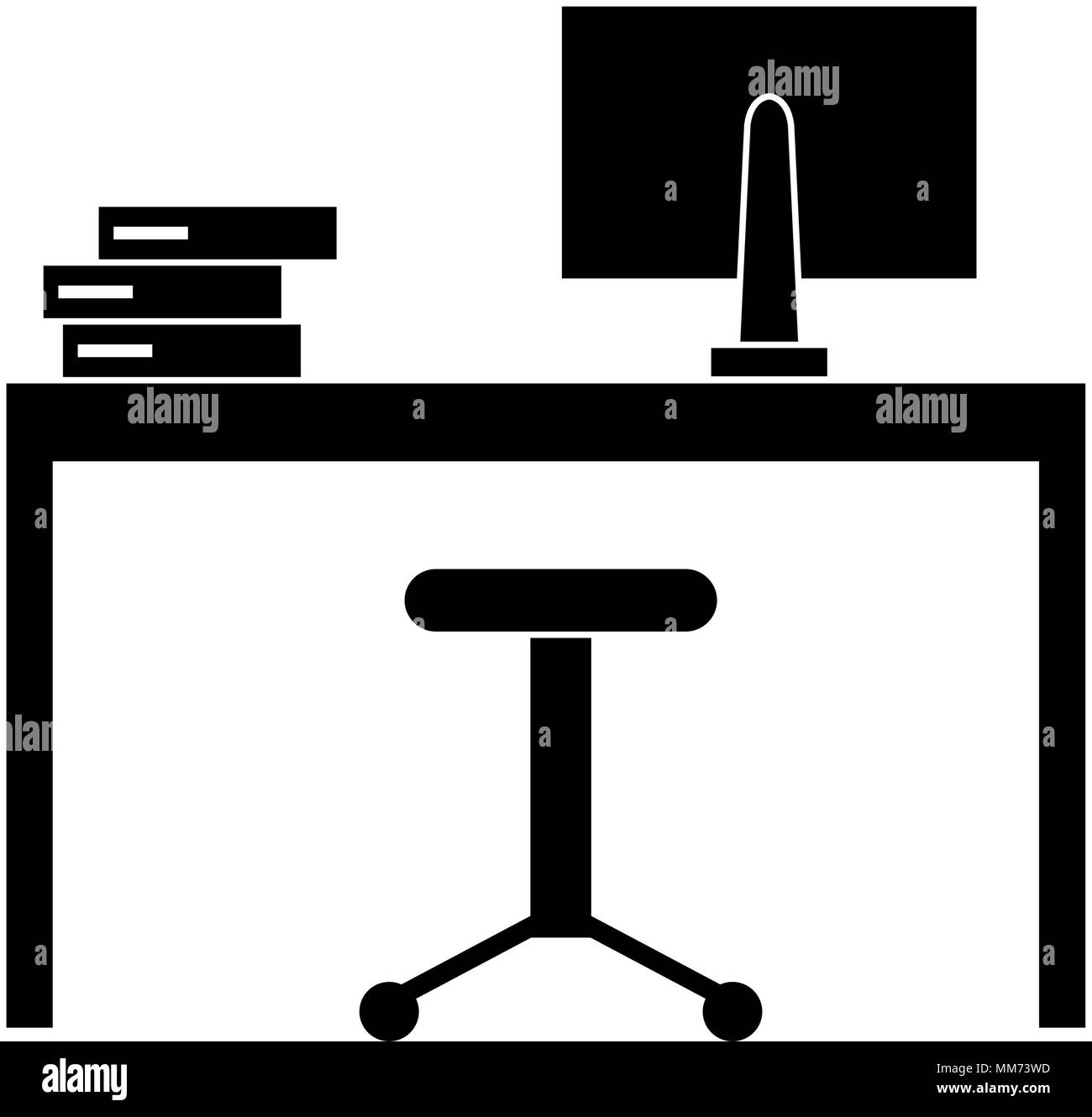 office workplace with computer scene icons Stock Vector Image & Art - Alamy