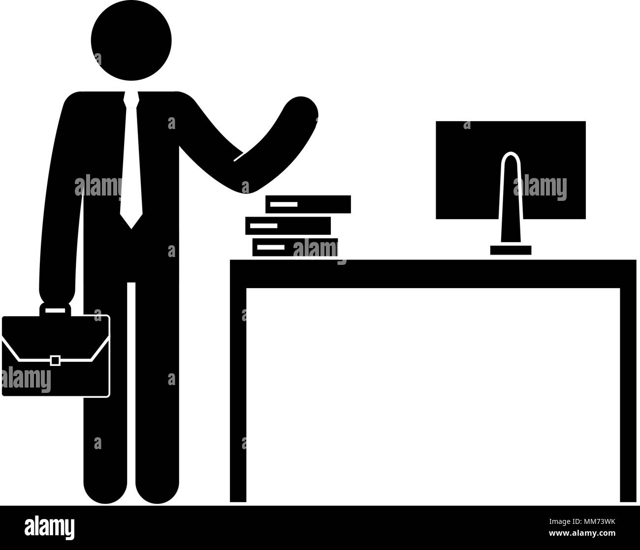 businessman figure in the office silhouette avatar Stock Vector Image ...