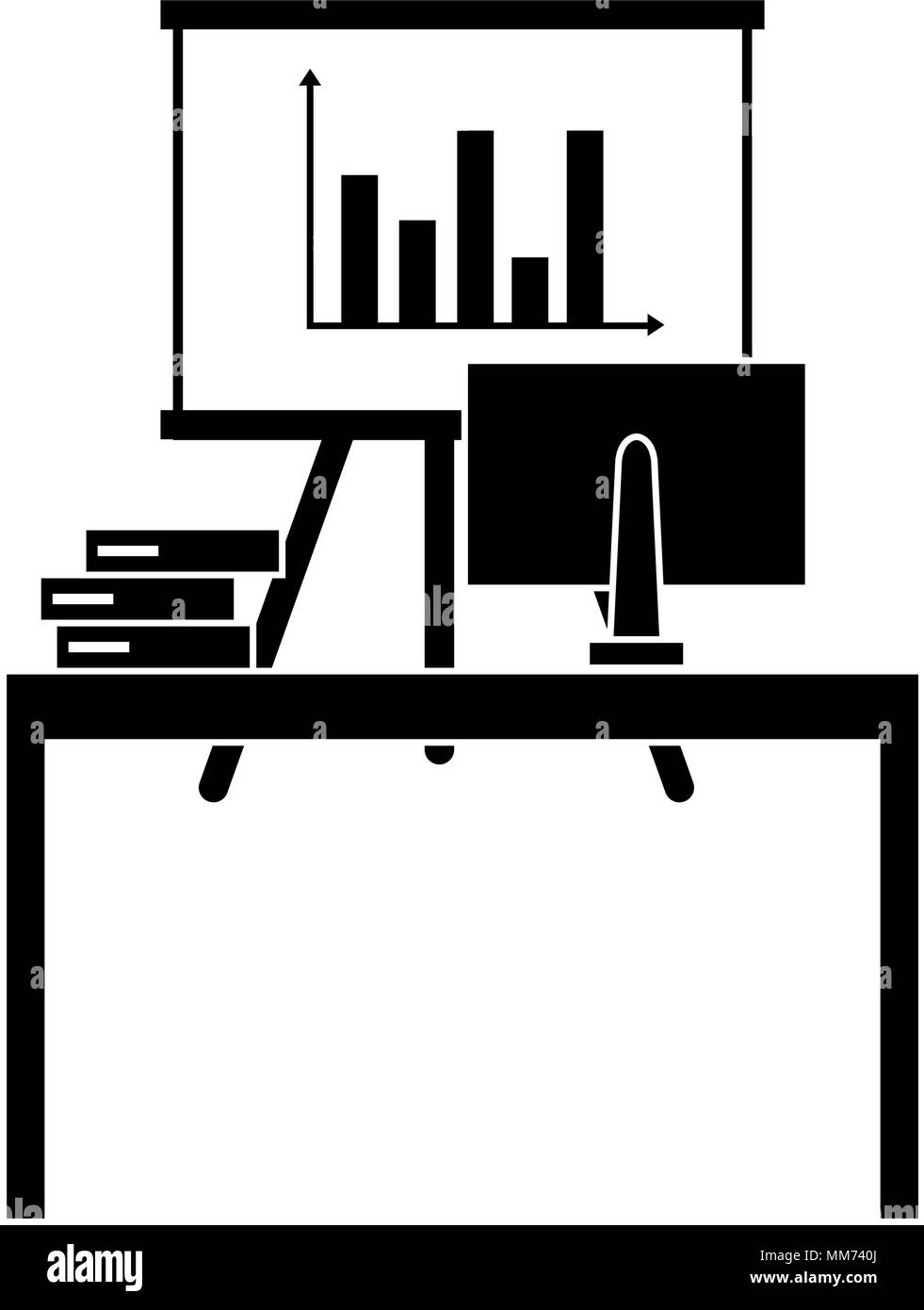 office workplace with computer and paperboard Stock Vector Image & Art ...