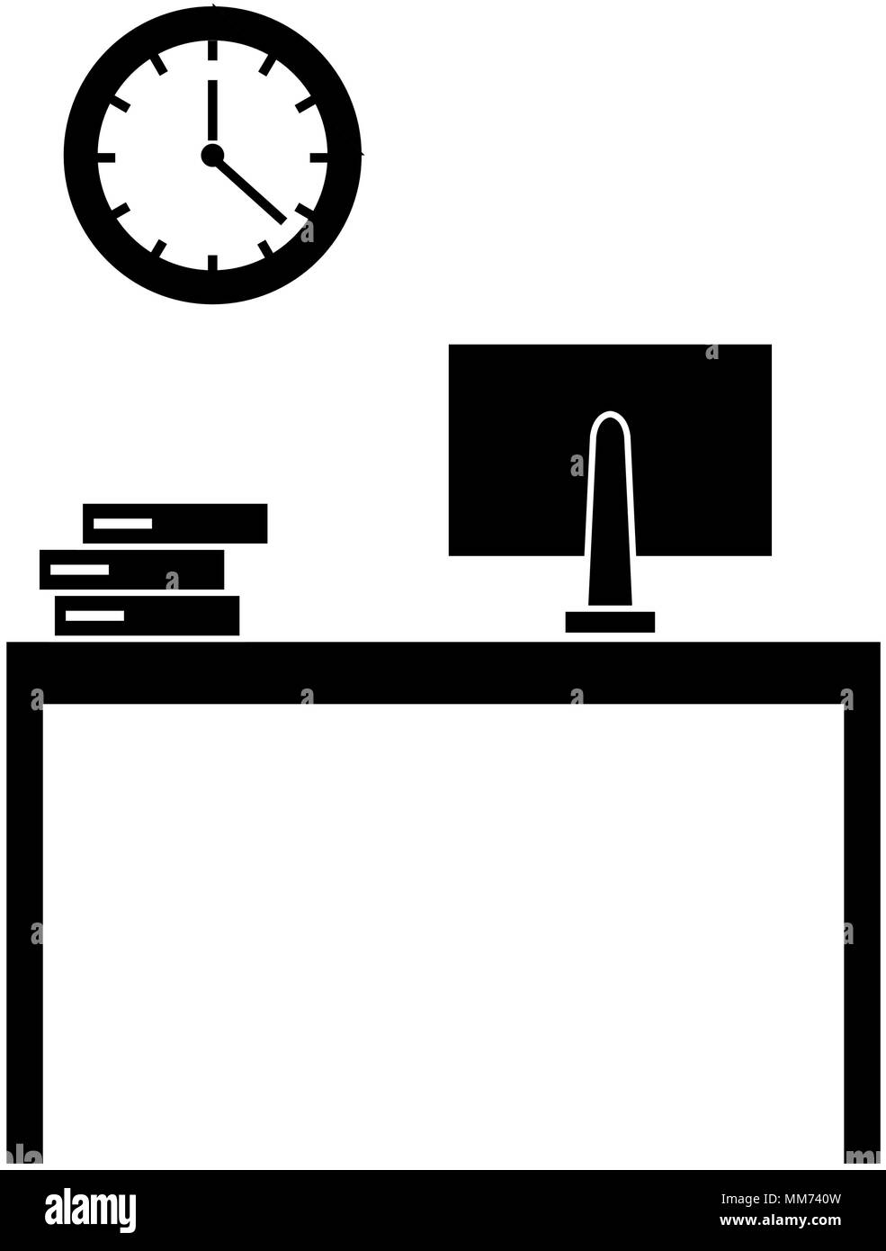 office workplace with computer and watch scene Stock Vector Image & Art ...