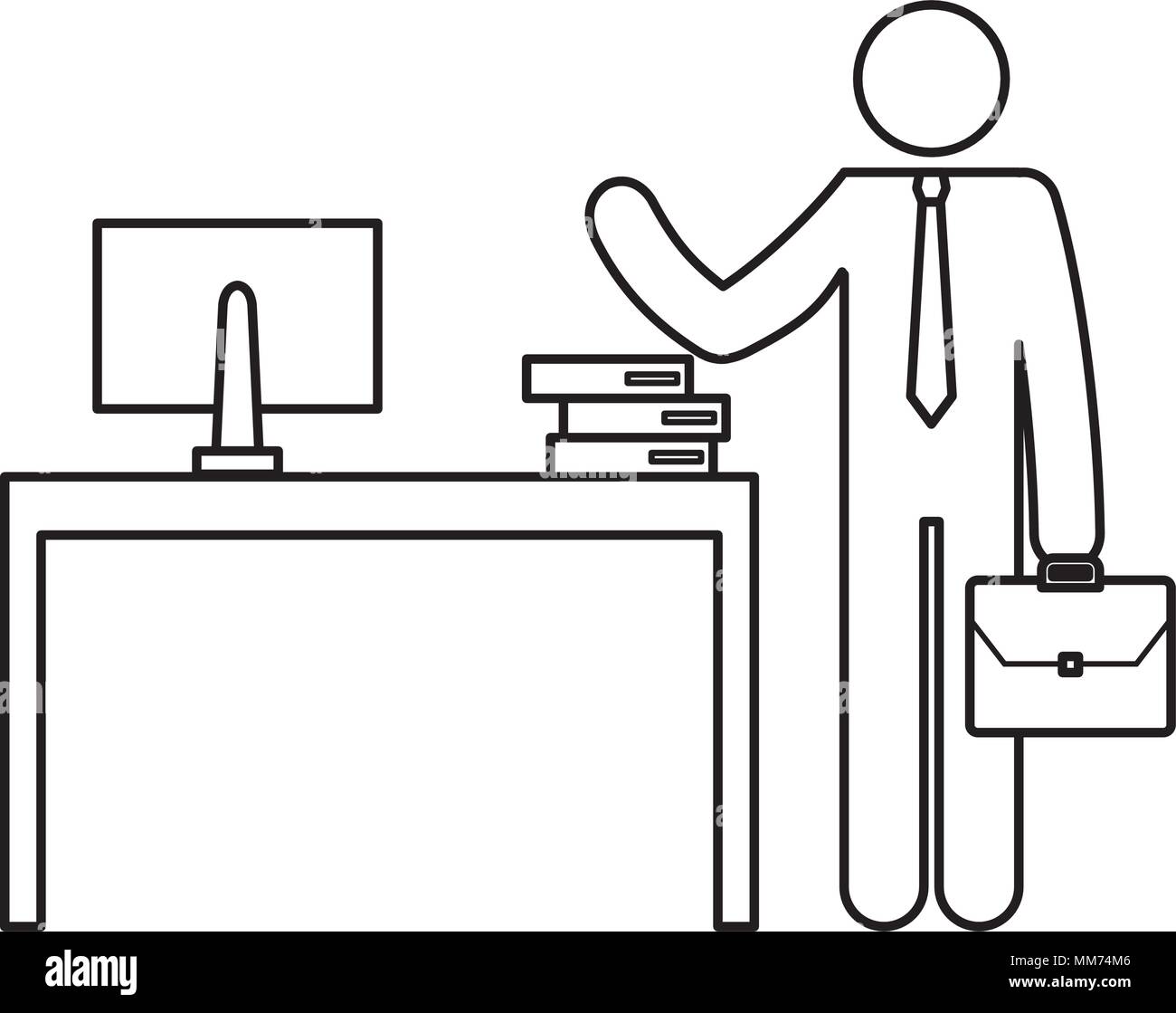 businessman figure in the office silhouette avatar Stock Vector Image ...