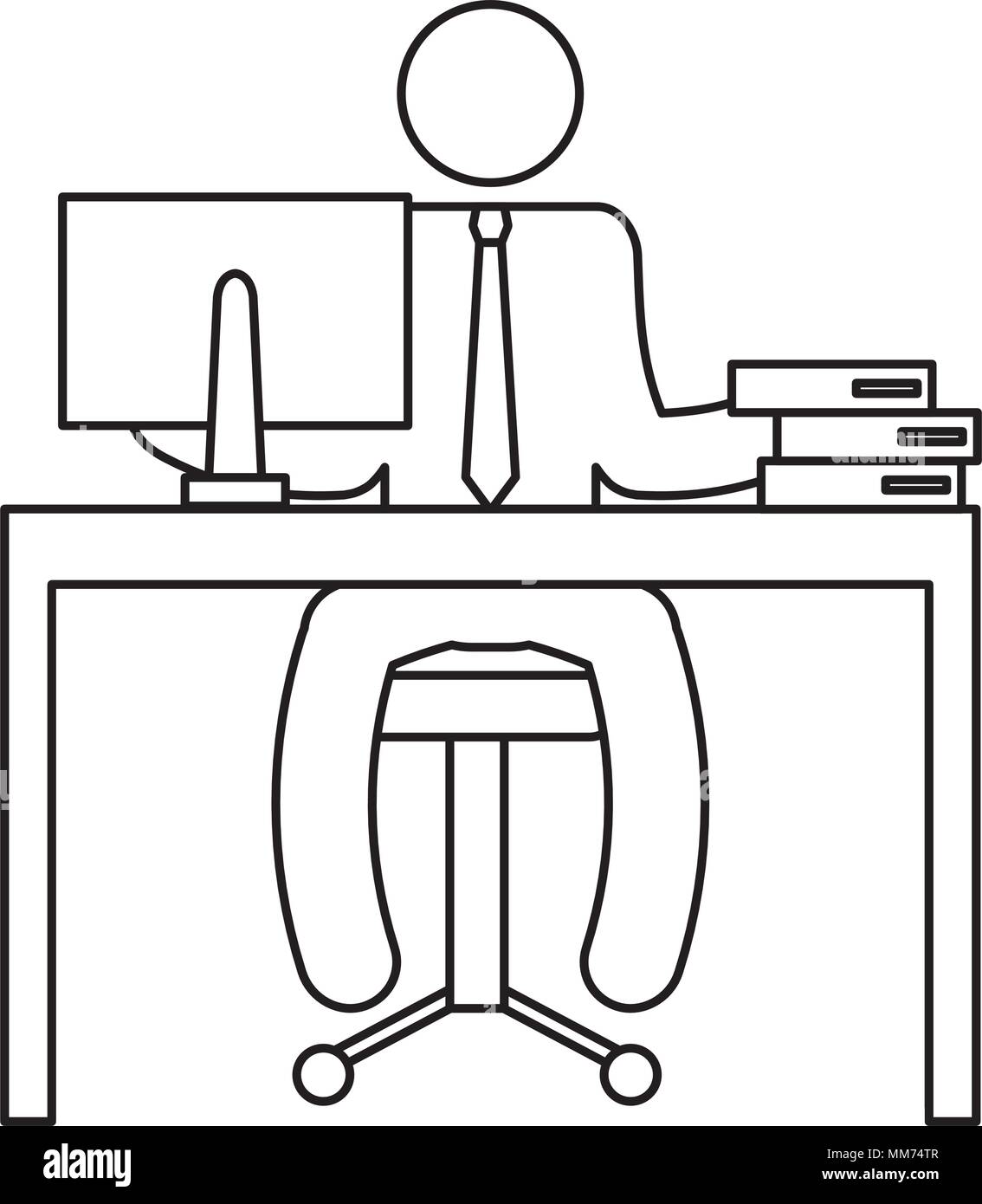 businessman figure in the desk silhouette avatar Stock Vector Image ...