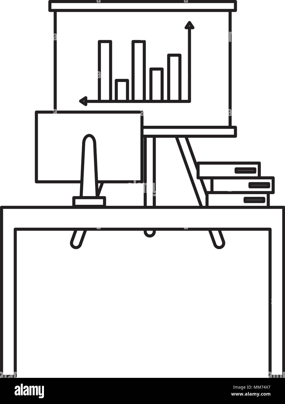 office workplace with computer and paperboard Stock Vector Image & Art ...