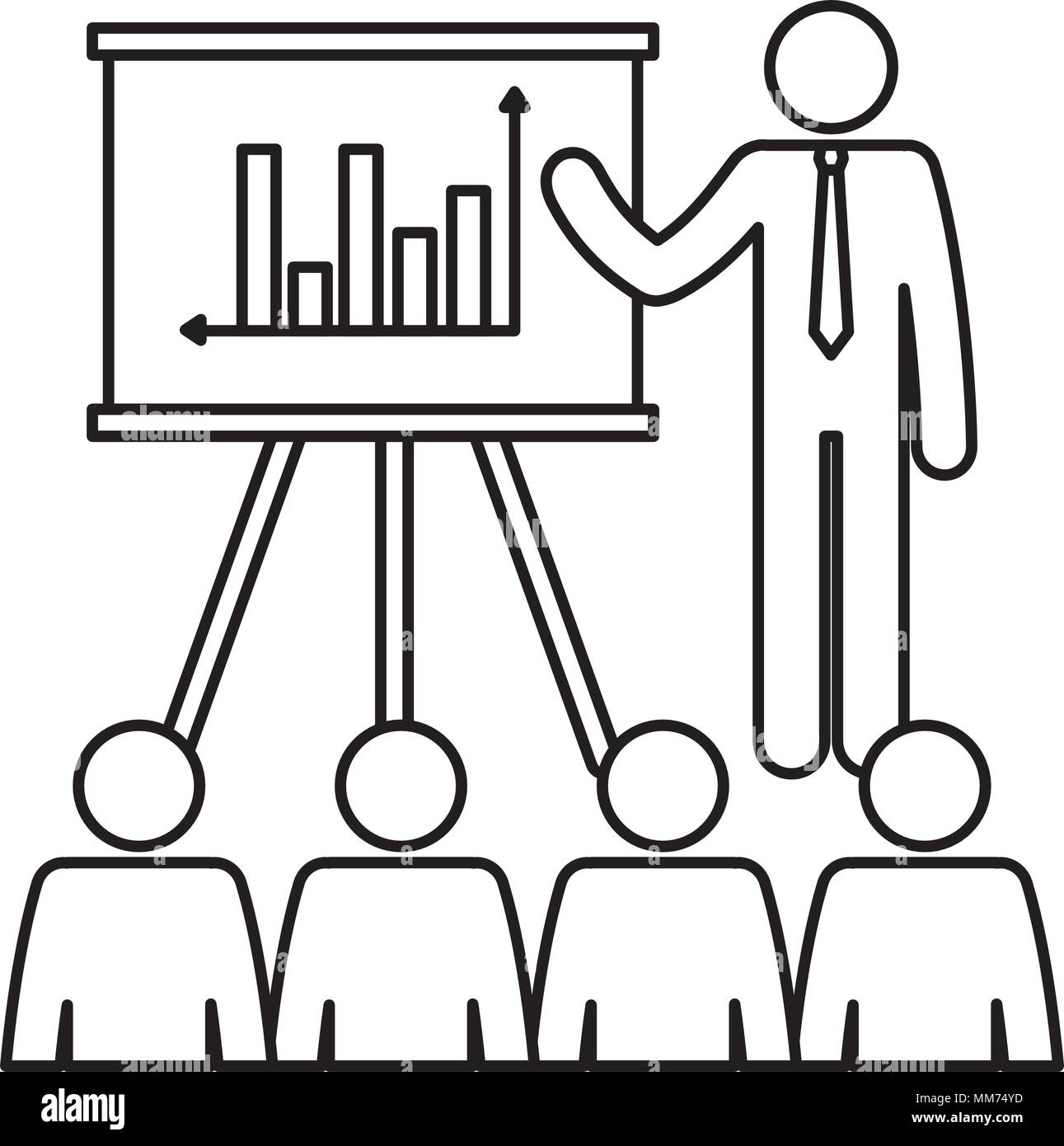 businessman figure with paperboard training silhouette Stock Vector ...