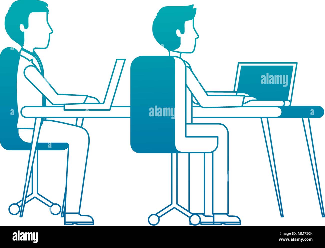 two man working in workplace desk and computer Stock Vector Image & Art ...