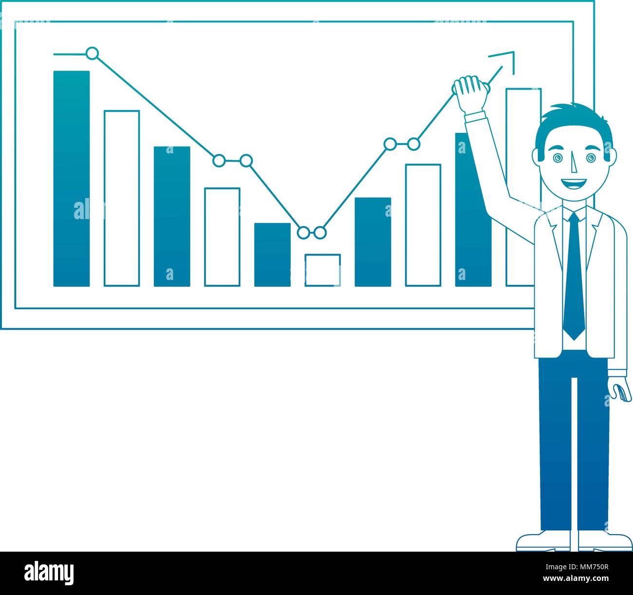 businessman pointing board presentation with diagram financial Stock ...