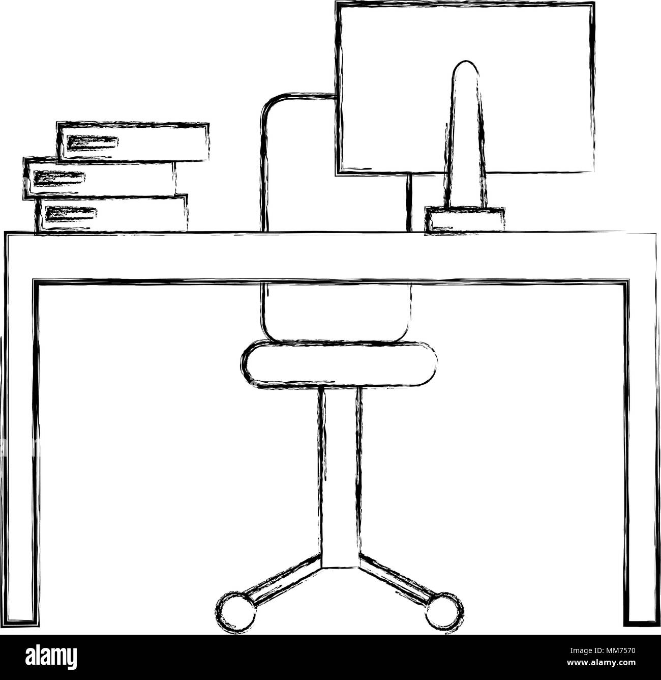 office workplace with computer scene icons Stock Vector Image & Art - Alamy