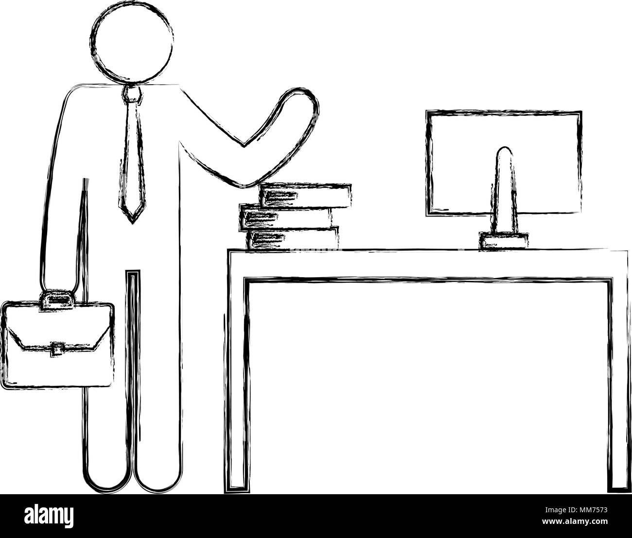 businessman figure in the office silhouette avatar Stock Vector Image ...
