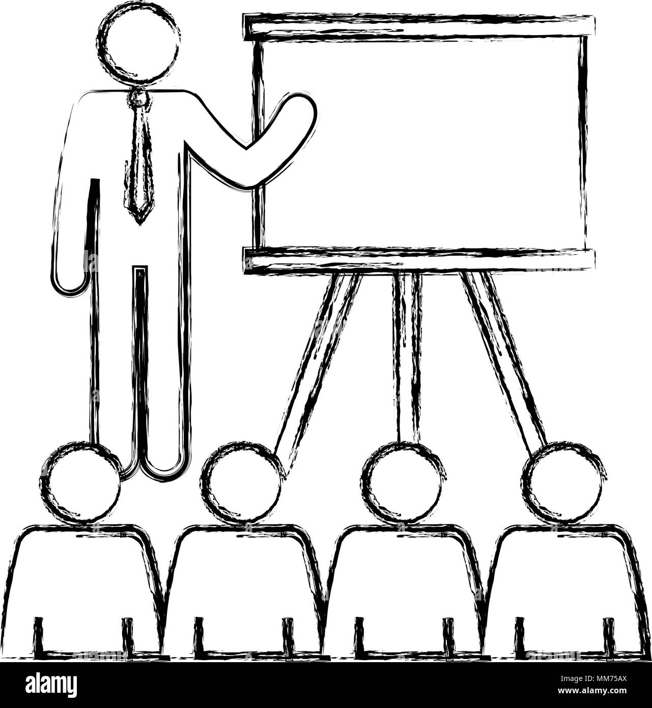 businessman figure with paperboard training silhouette Stock Vector ...