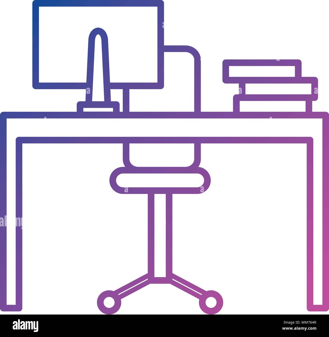 office workplace with computer scene icons Stock Vector Image & Art - Alamy