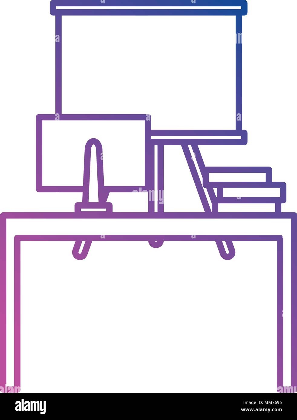 office workplace with computer and paperboard Stock Vector Image & Art ...