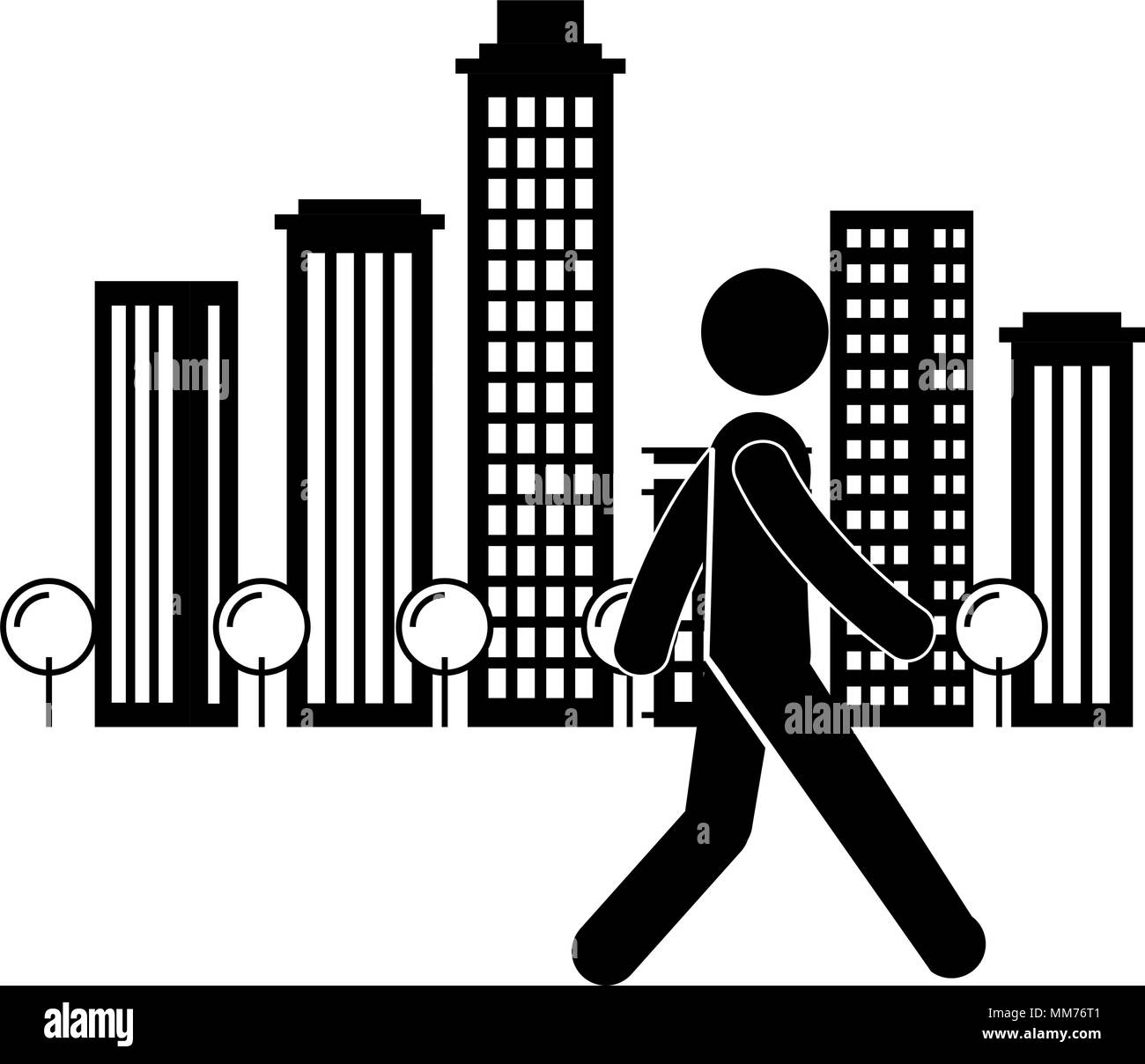 figure human walking in the street silhouette avatar Stock Vector Image ...