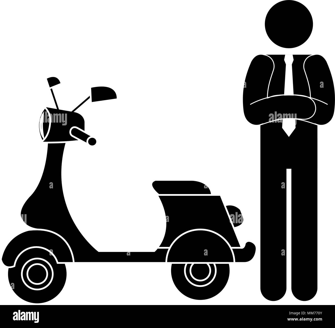 scooter motorcycle with driver silhouette Stock Vector Image & Art - Alamy