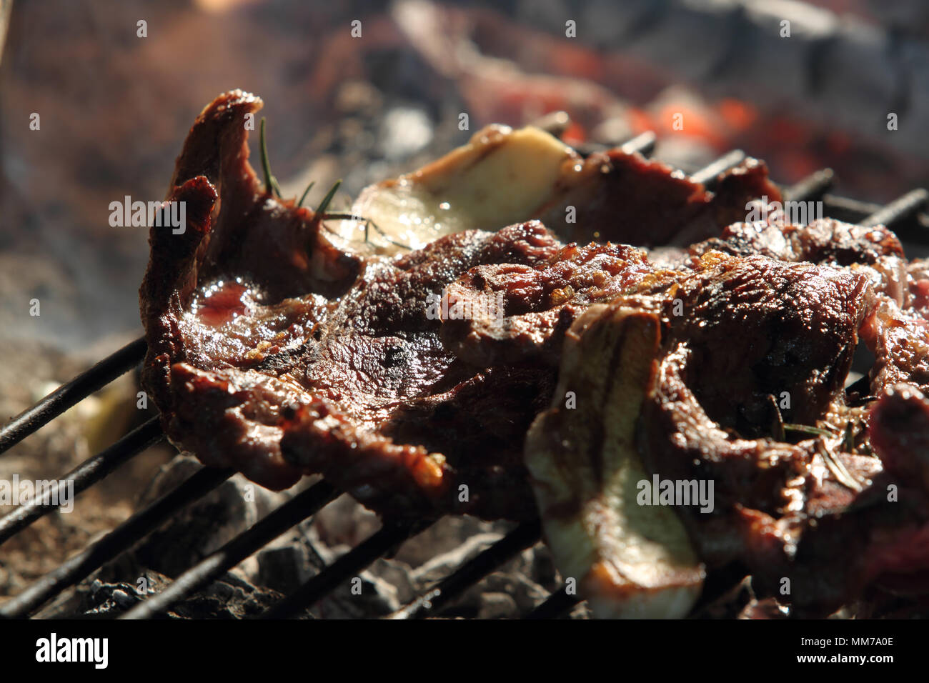 grilled meat on the grill Stock Photo - Alamy
