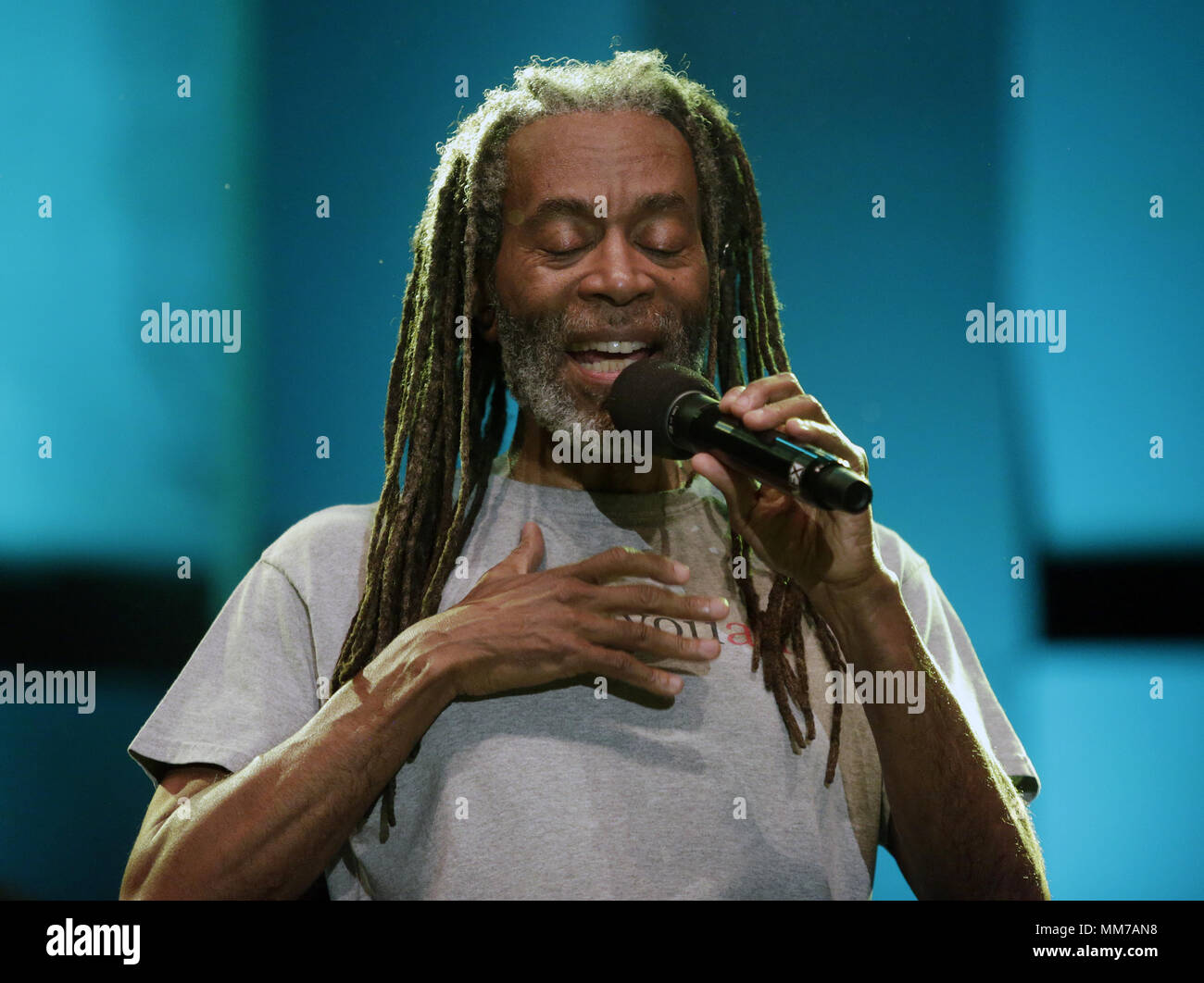 Singer Bobby McFerrin performs during the concert in Prague's Forum ...