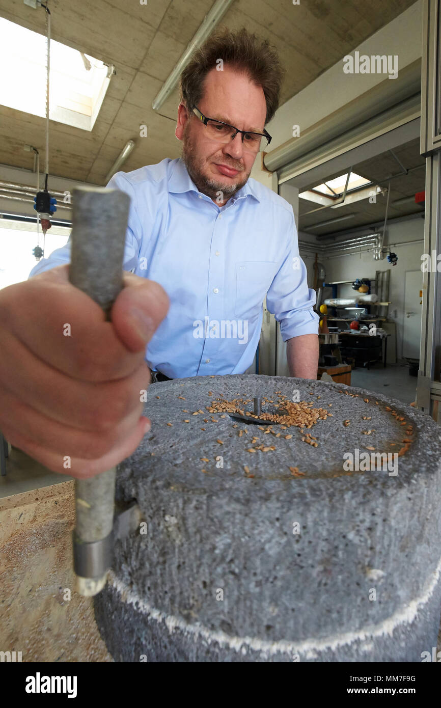 09 May 2018, Germany, Mayen: Lutz Grunwald, scientific staff worker ...