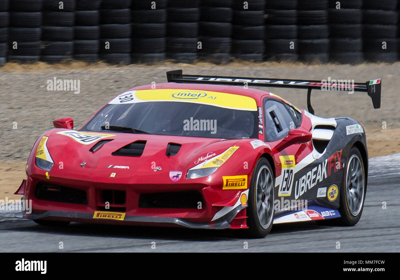 Monterey, CA, USA. 6th May, 2018. A. # 130 Luis Perusquia between turns ...