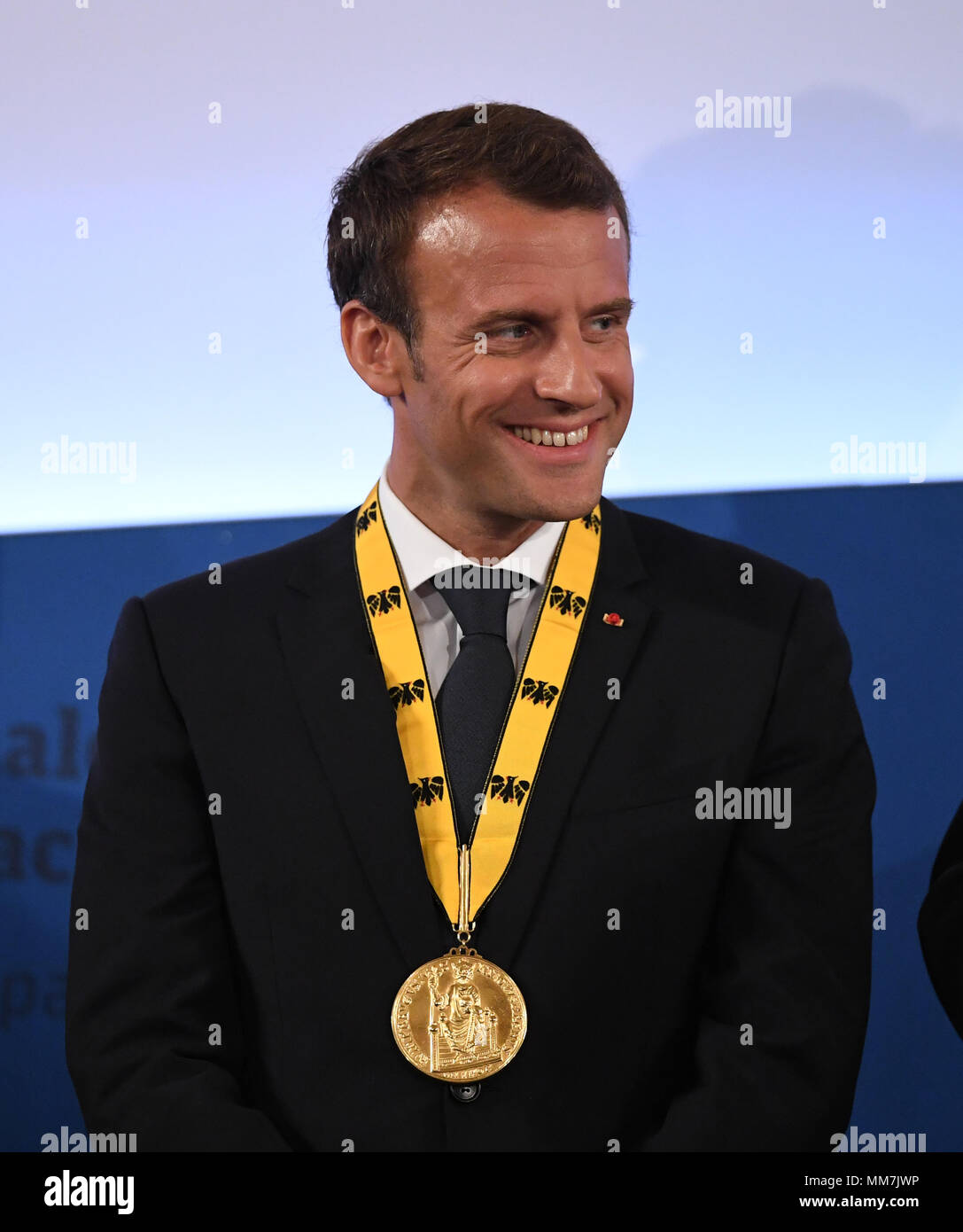 10 May 2018, Germany, Aachen: The French president Emmanuel Macron ...