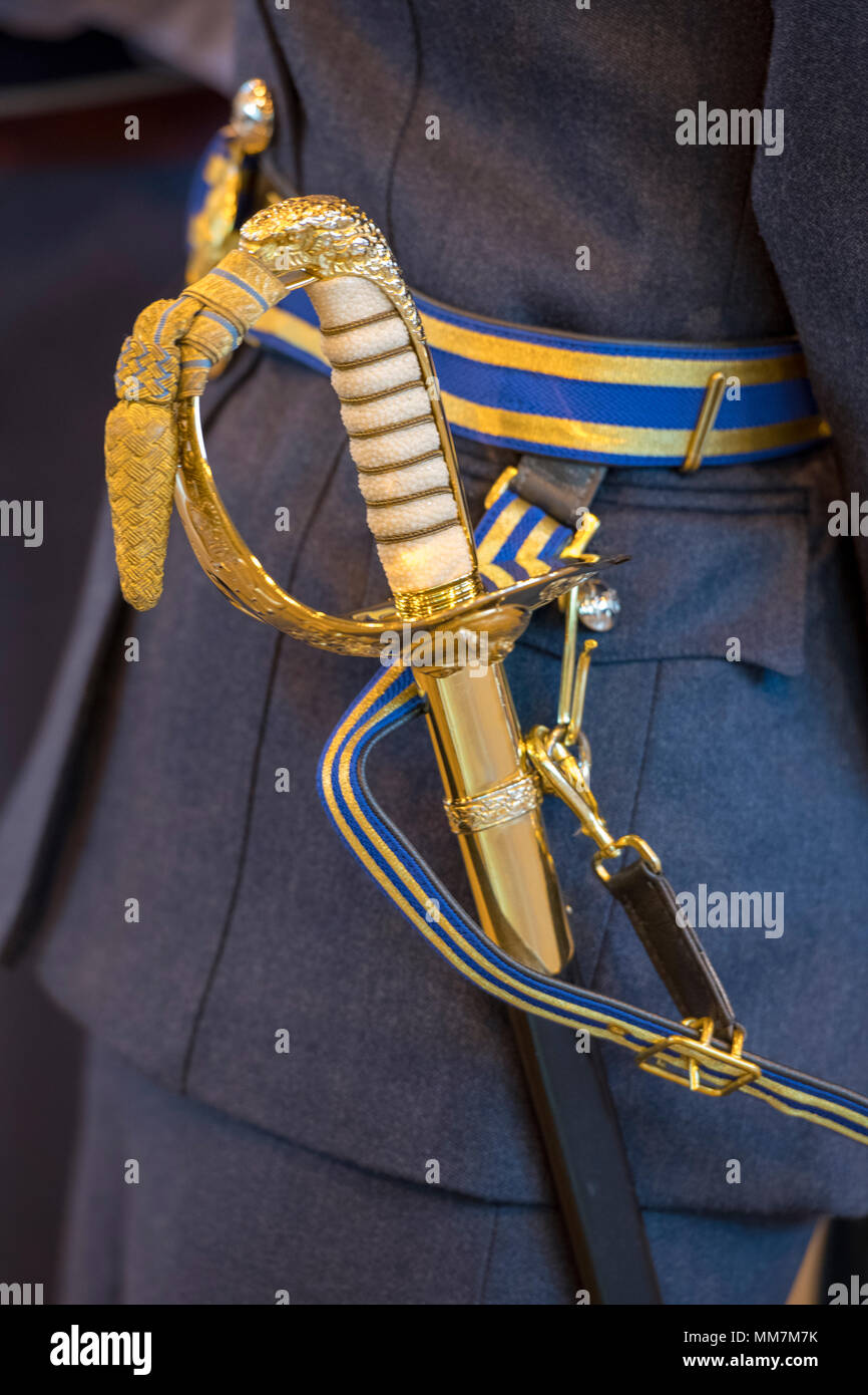 Raf Sword Party Wedding Honington, UK. 10th May 2018. Decorative Sword