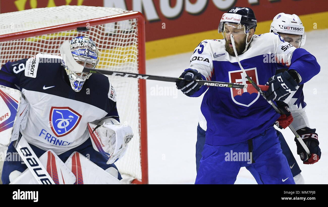 Kodan, Denmark. 10th May, 2018. L-R Goalkeeper Florian Hardy (FRA) and ...