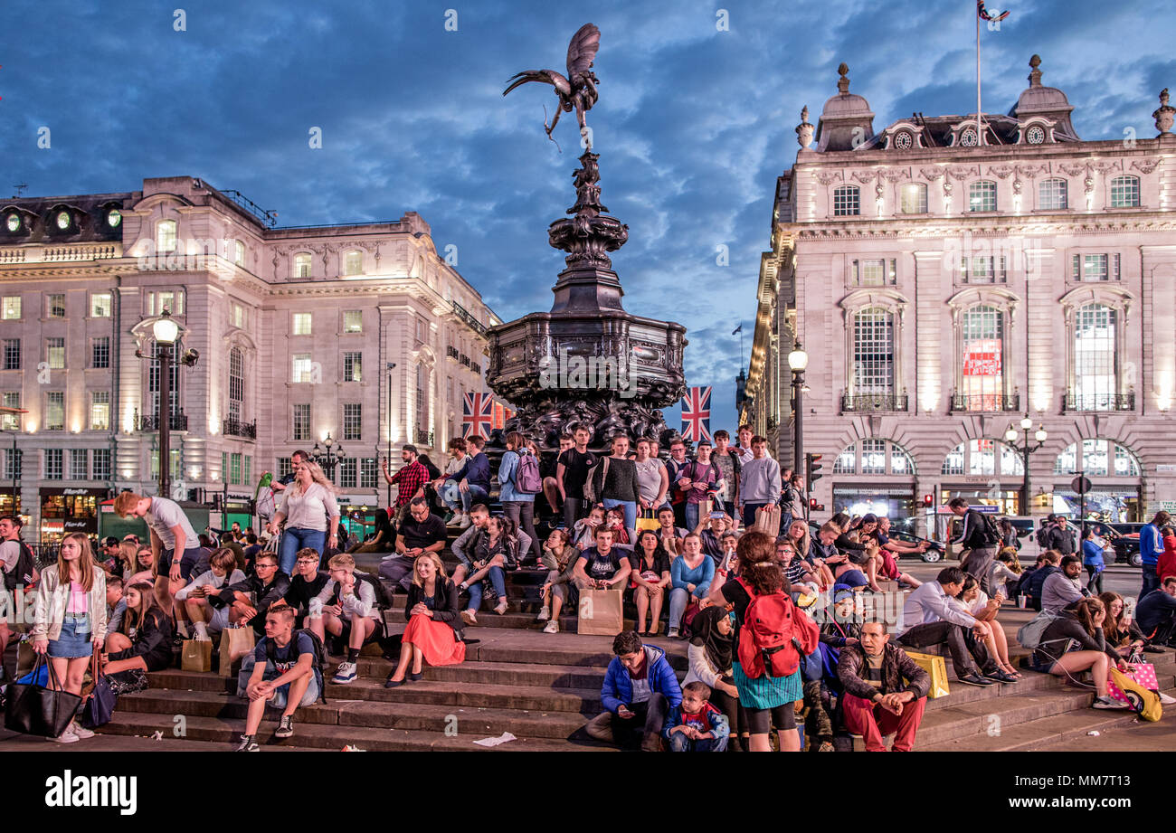 Piccadilly Circus at Night London UK Stock Photo - Alamy