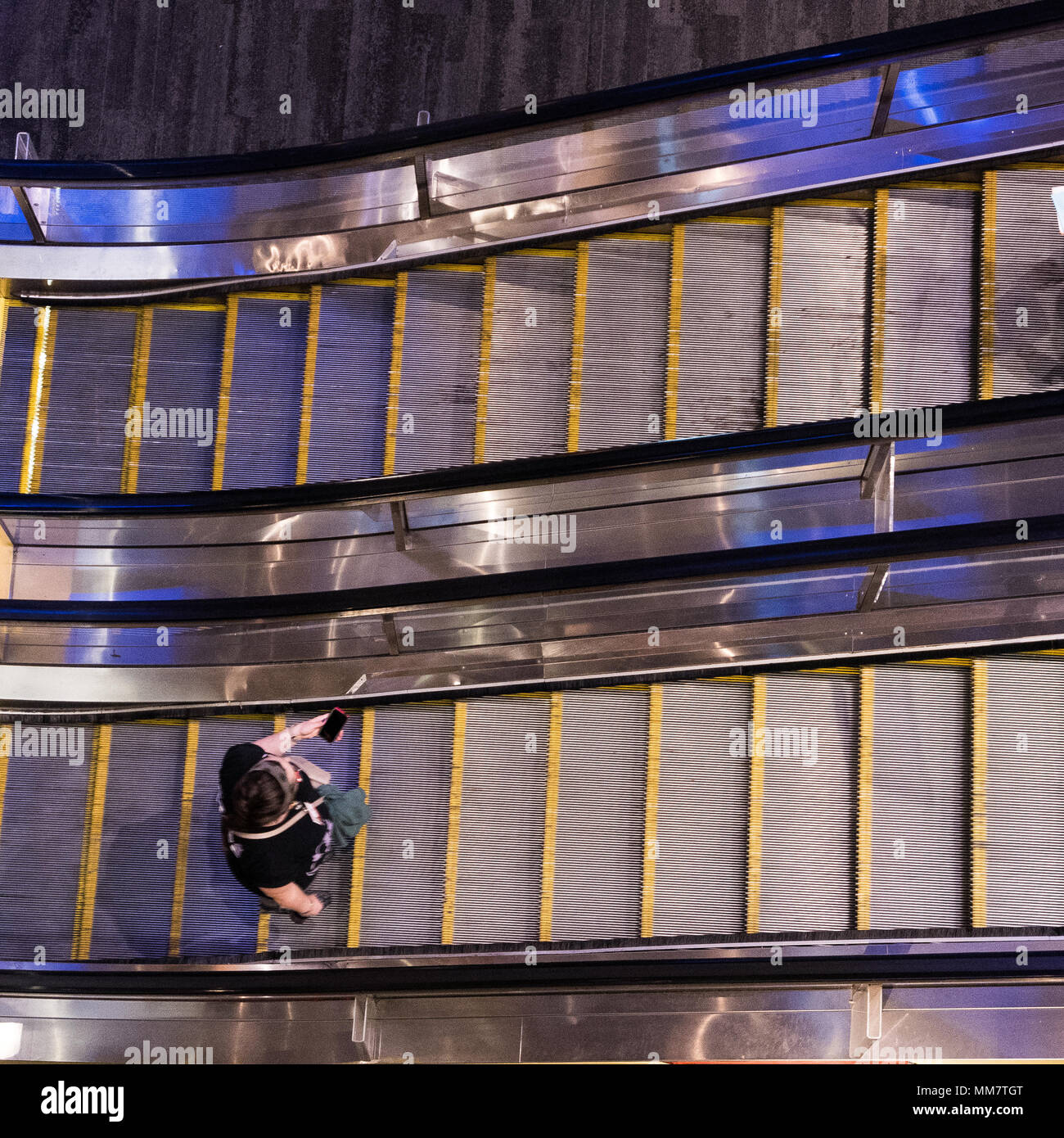 Escalators in the Boston Museum of Science Stock Photo - Alamy