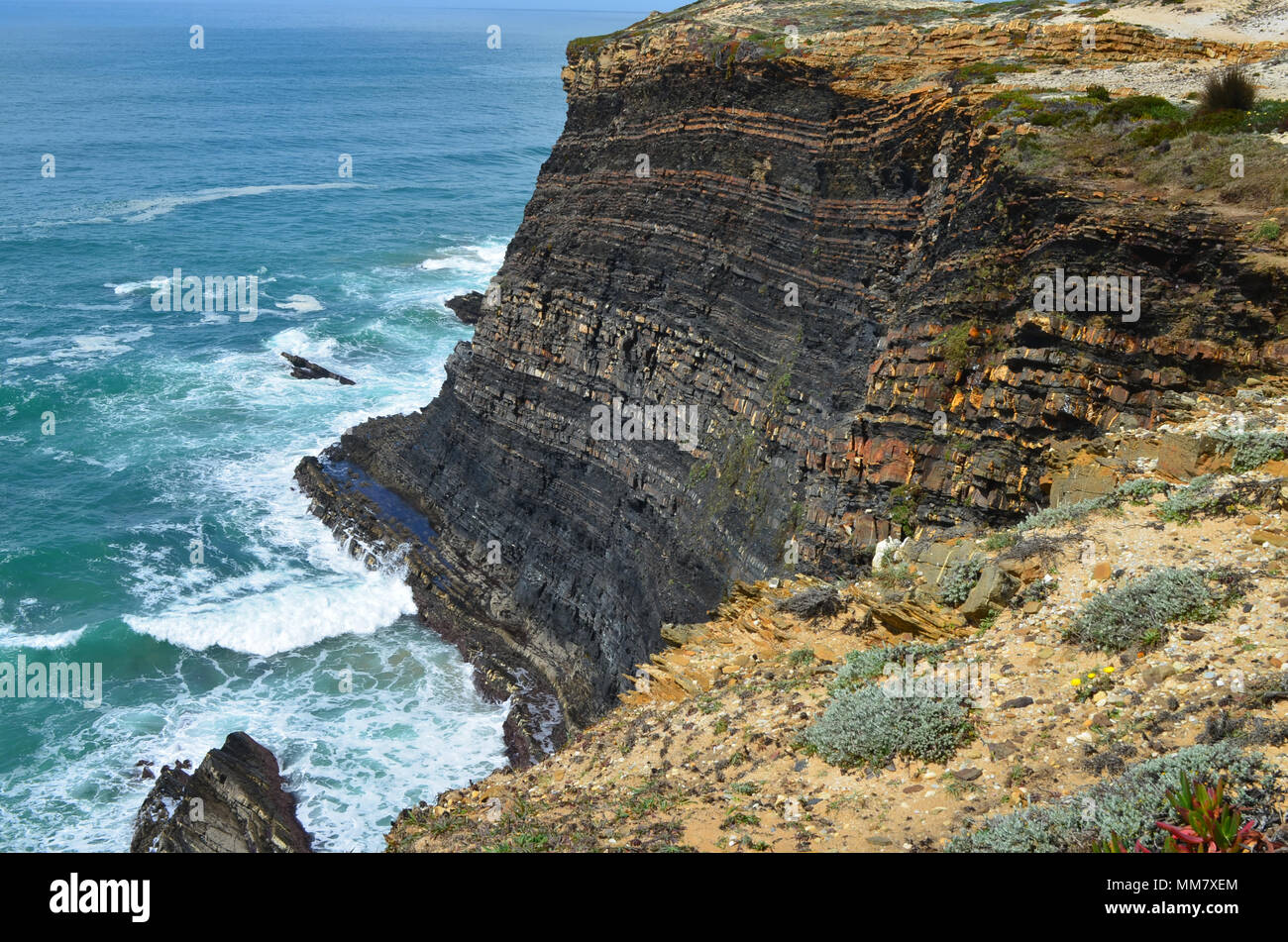Cliffs and geological unconformities at the Costa Vicentina Natural ...