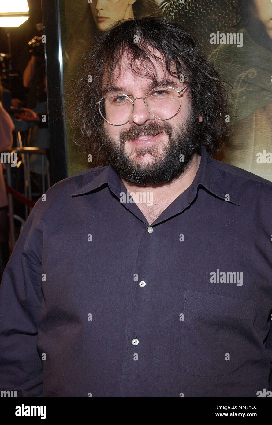 The director Peter Jackson arriving at the premiere of Lord of The ...