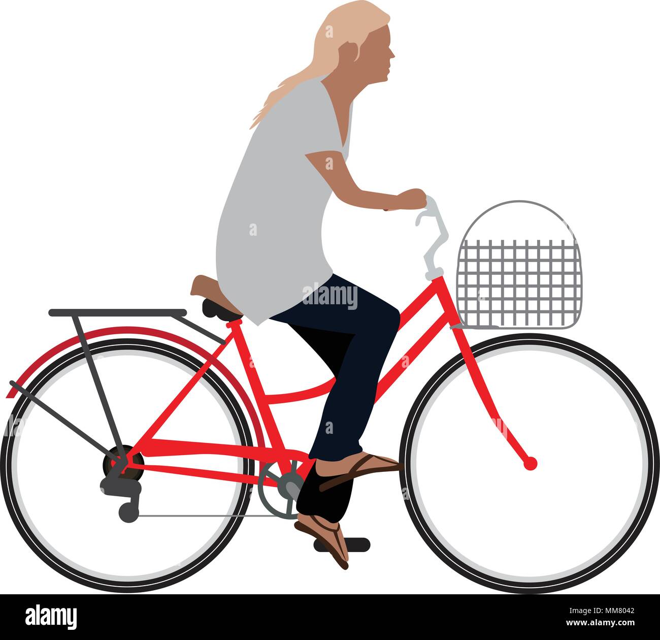 Young woman bike riding Stock Vector Images - Alamy