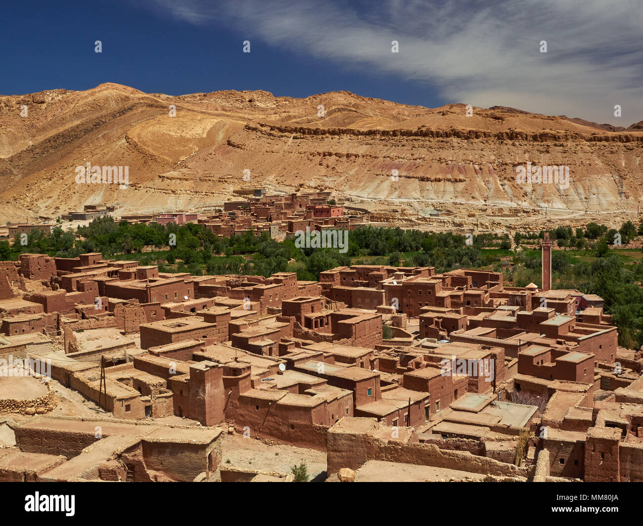 Traditional Moroccan village of Tiger, adobe houses, are separated from ...