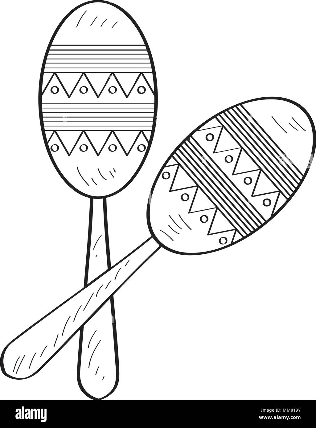 Maracas traditional music instrument Black and White Stock Photos ...