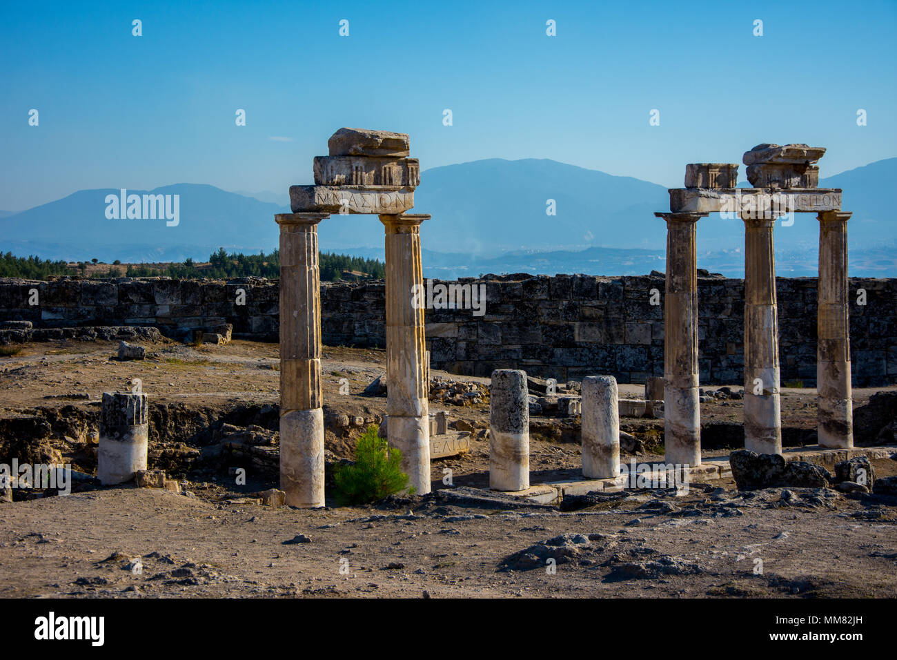 Ancient temple and building ruins in Pamukkale Turkey Stock Photo - Alamy