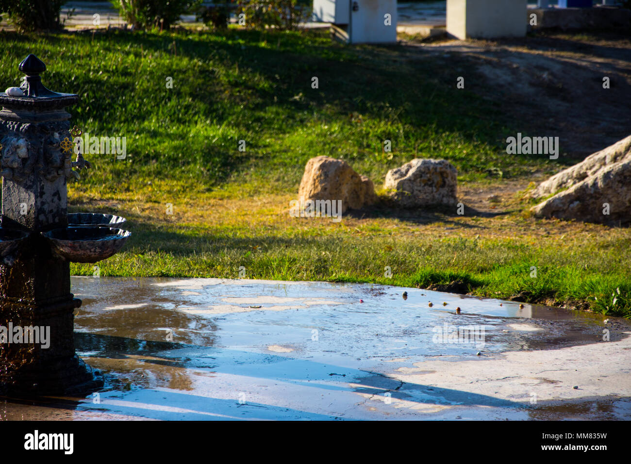 drinking water from the fountain and some rocks from Greek-Roman period ...