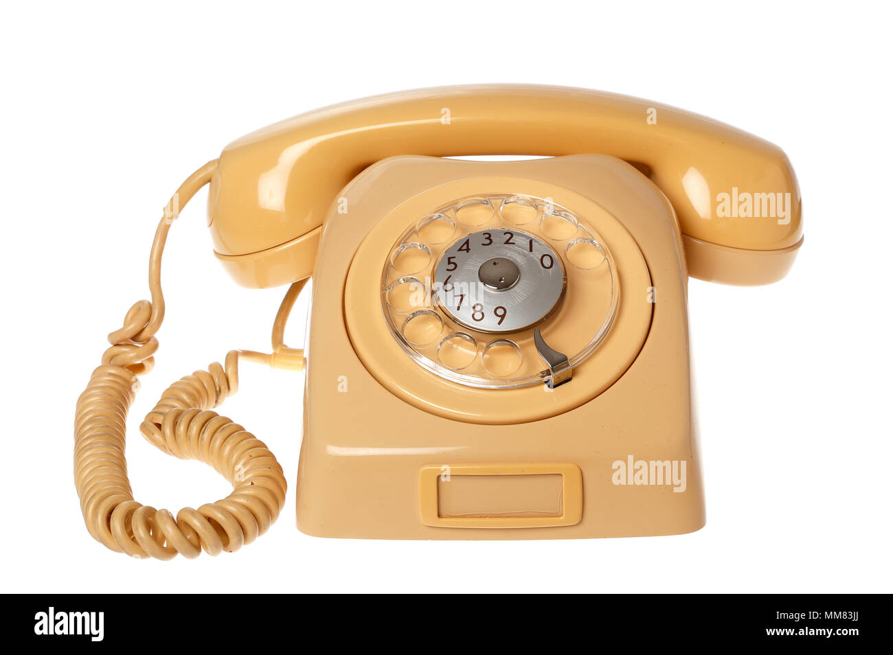 Yellow telephone with dial isolated on white background Stock Photo - Alamy