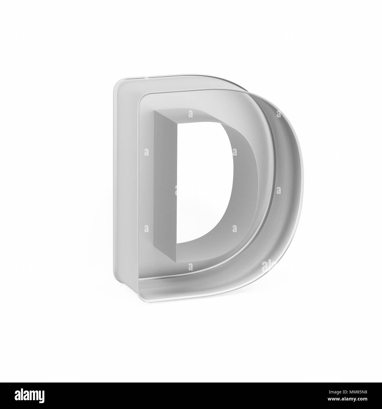 Metal baking cake pan or cookie cutter like capital letter D on white ...