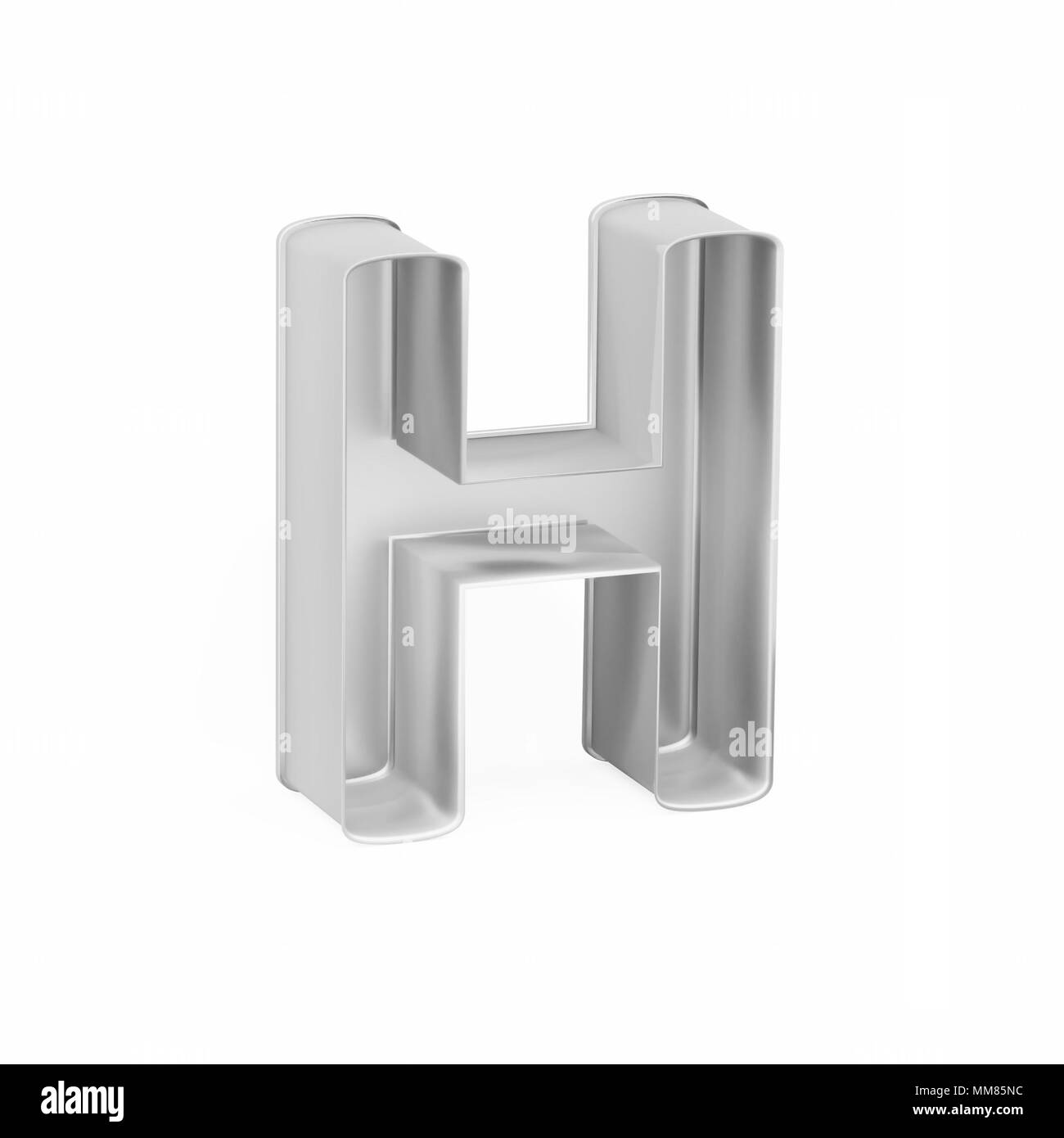 Metal baking cake pan or cookie cutter like capital letter H on white ...