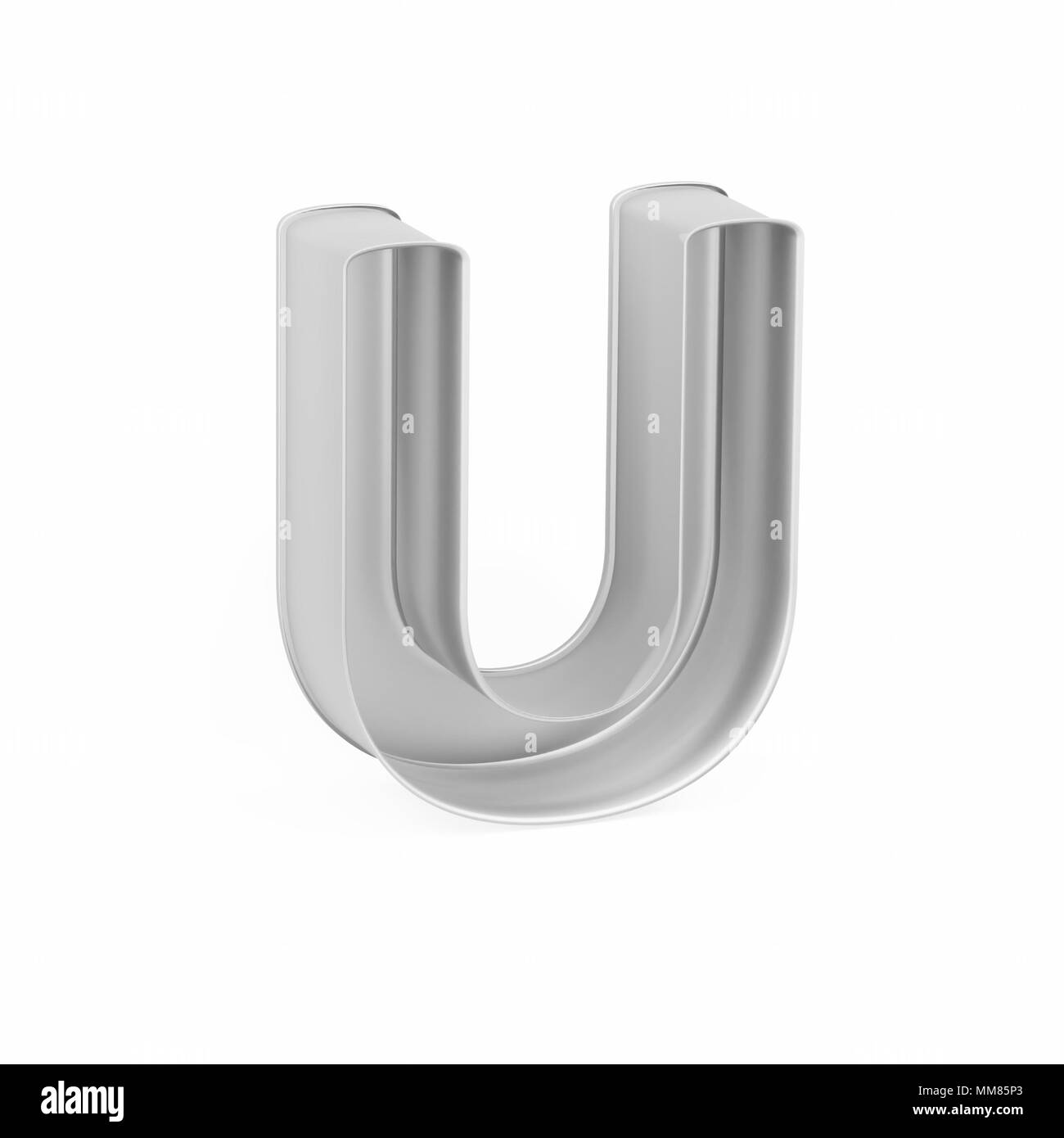 Metal baking cake pan or cookie cutter like capital letter U on white ...