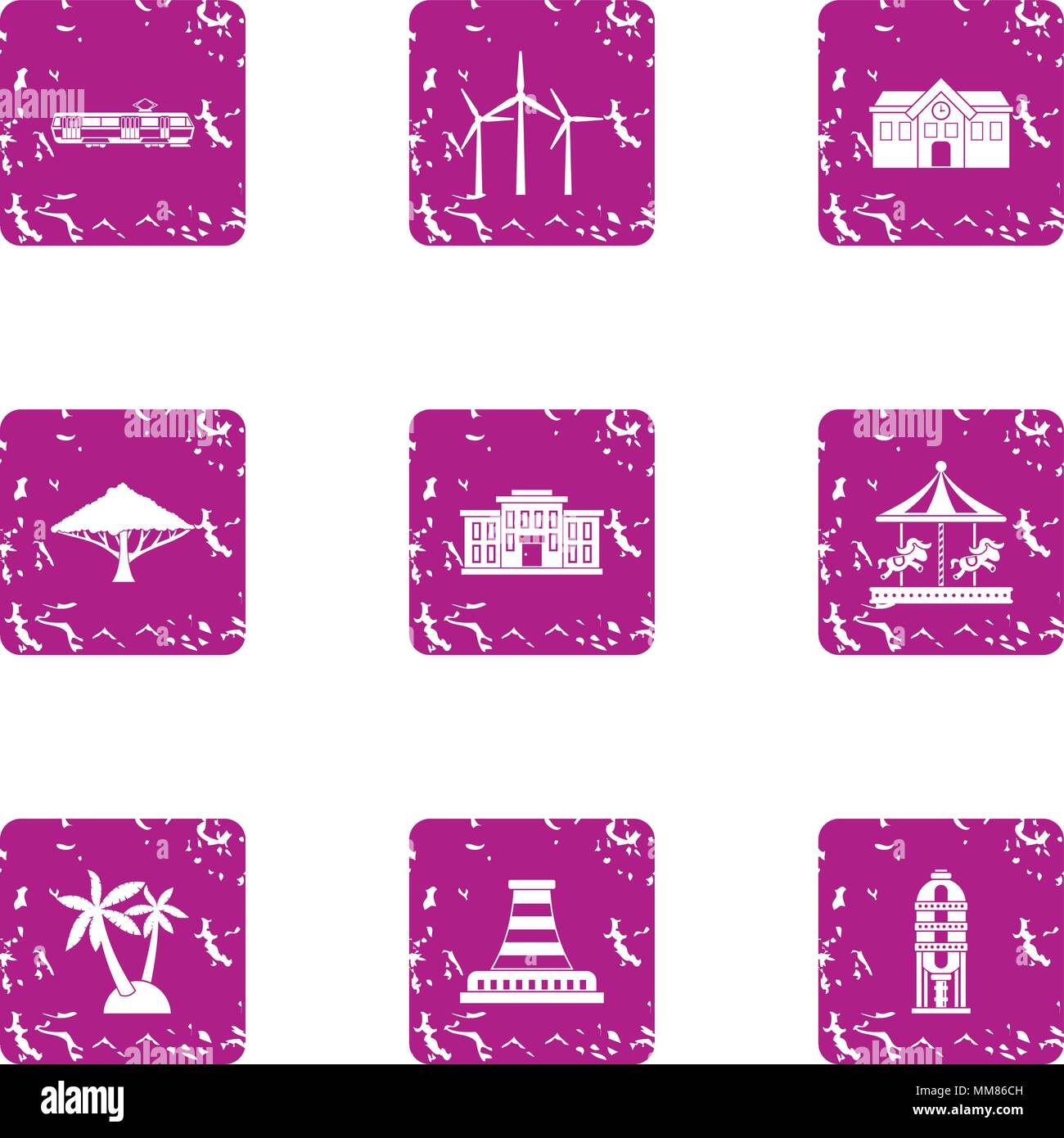 Insular icons set, grunge style Stock Vector Image & Art - Alamy