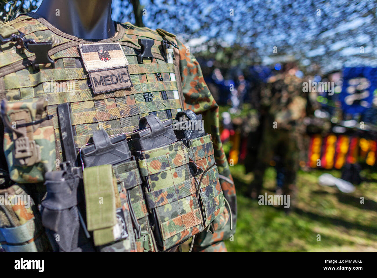 German soldier protection vest with magazines and other tools Stock ...