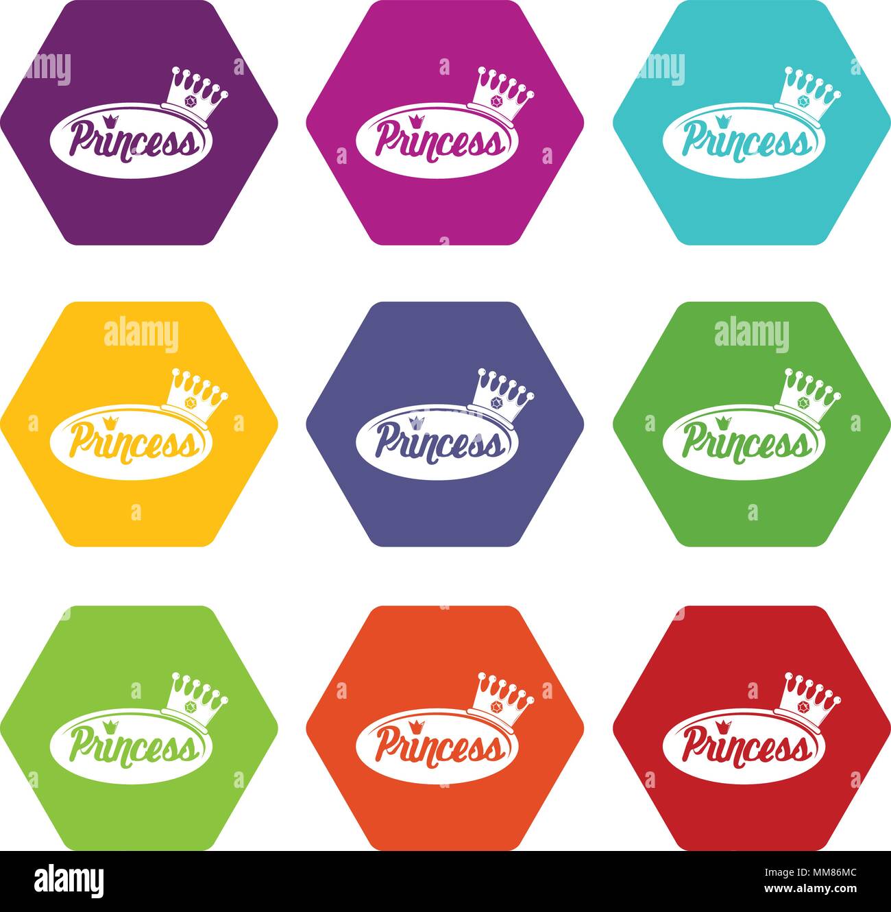 Word princess crown icons set 9 vector Stock Vector Image & Art - Alamy