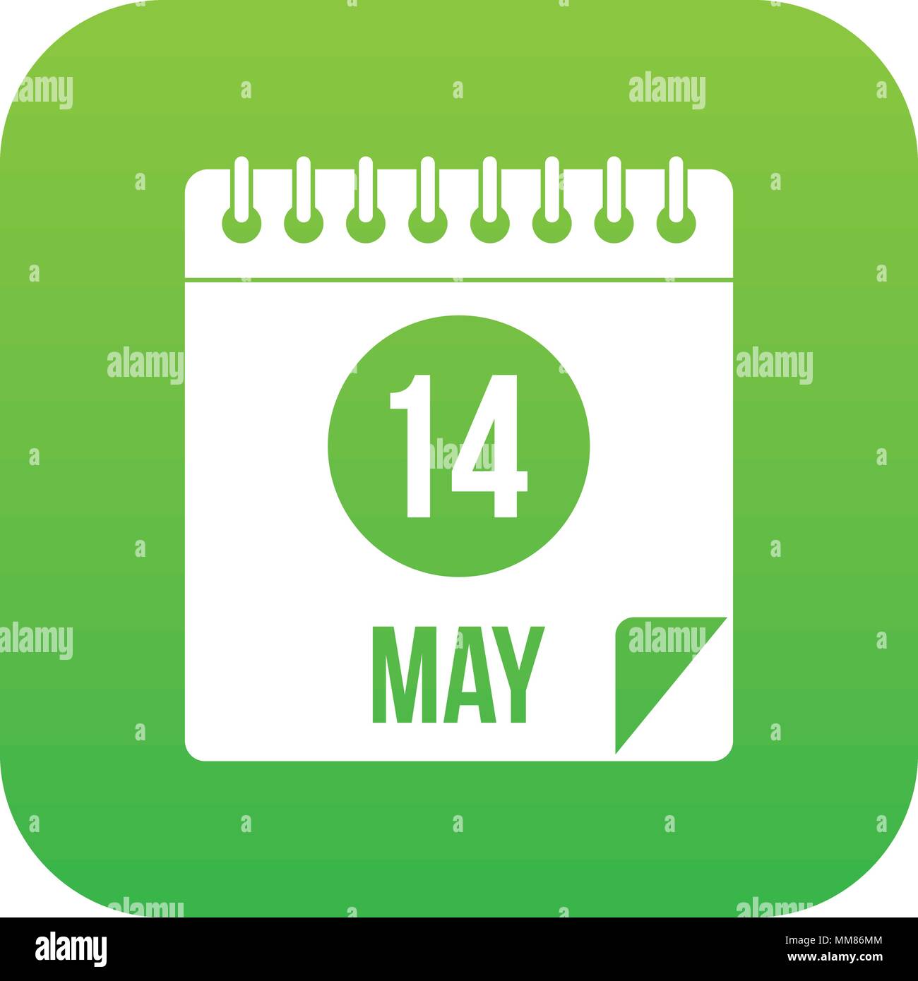 Spiral calendar page 14th of May icon digital green Stock Vector Image ...