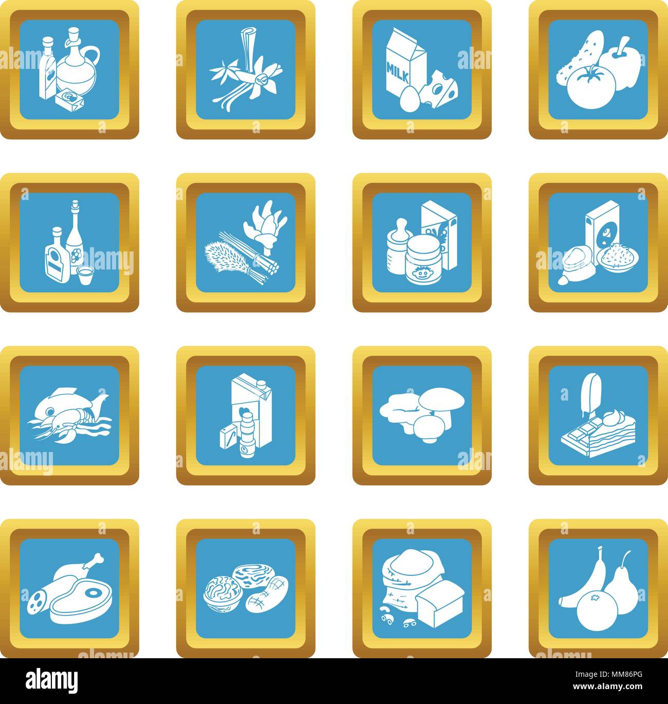 Shop navigation foods icons set sapphirine square vector Stock Vector ...