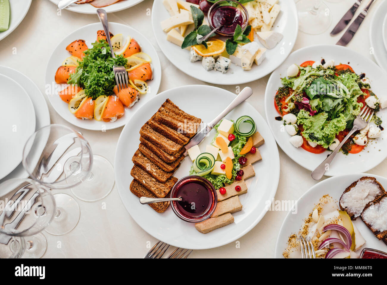 Served dishes to the table for holiday Stock Photo - Alamy