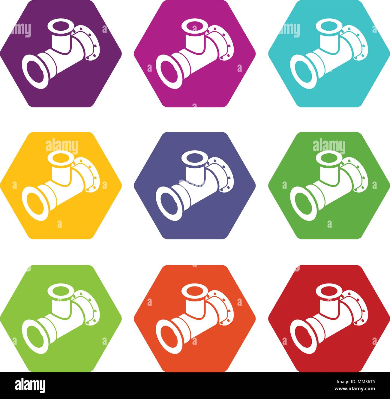 Tee pipe icons set 9 vector Stock Vector Image & Art - Alamy